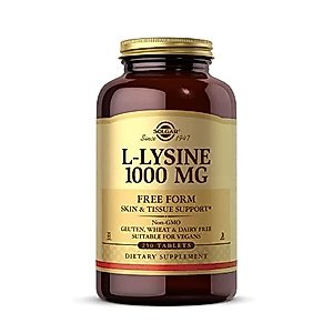 Solgar L-Lysine 1000 mg, 250 Tablets - Enhanced Absorption and Assimilation - Promotes Integrity of Skin and Lips - Collagen Support - Amino Acids - Non-GMO, Vegan, Gluten Free - 250 Servings