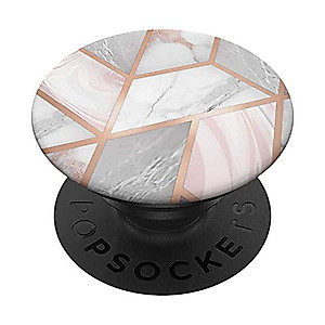 Pink-White-Grey-Marble-Effect - Geometric-Design-For-Girls PopSockets PopGrip: Swappable Grip for Phones & Tablets