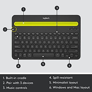 Bluetooth Multi-Device Keyboard K480 - Switch typing between your computer, phone, and tablet