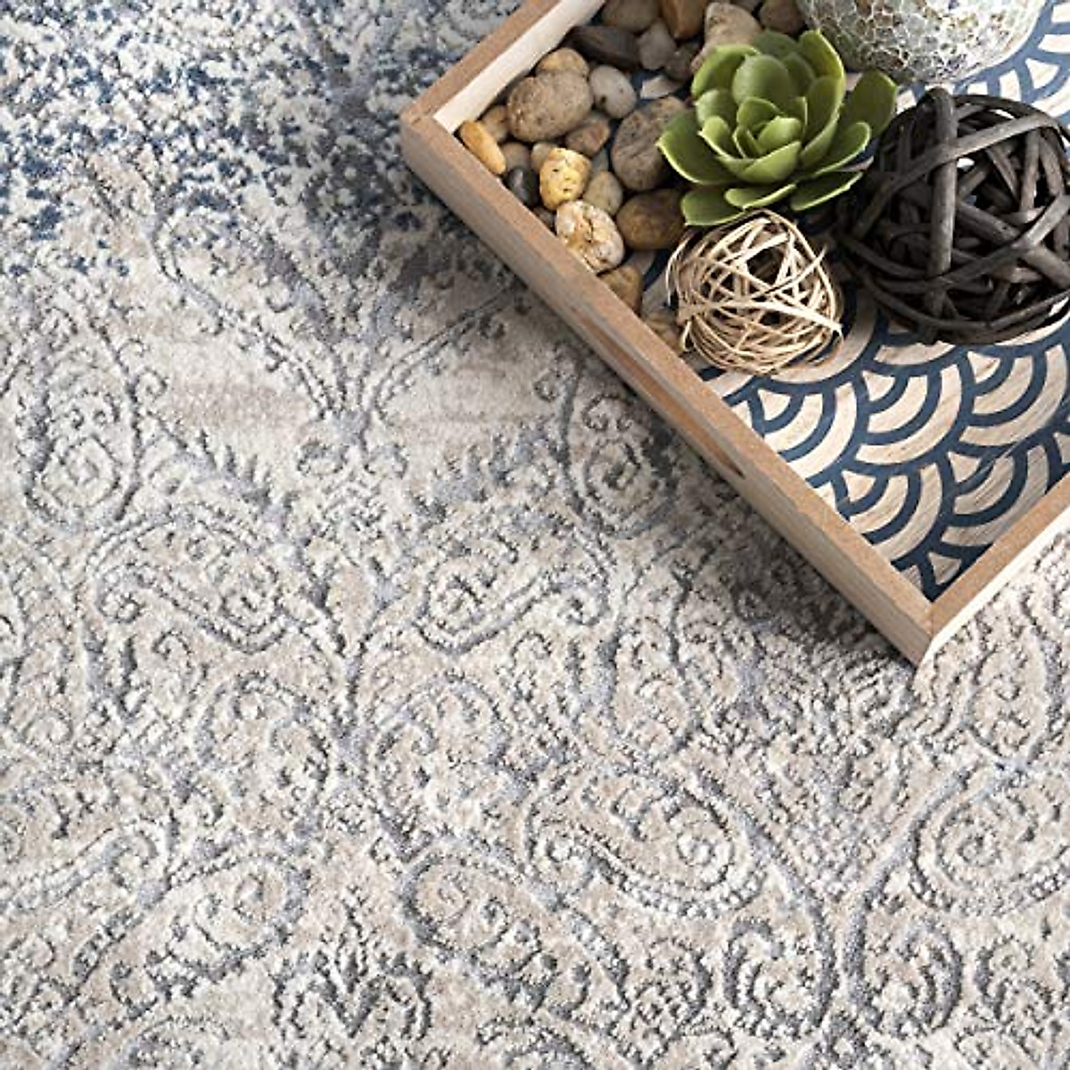 nuLOOM Twilight Tribal Distressed Area Rug, 9' x 12', Silver