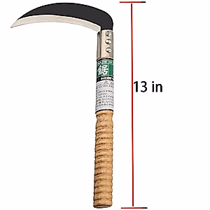 zelin Clearing Sickle,Steel Grass Sickle,Manganese Steel Blade/Hardwood Handle Hand held Sickle Tool -Professional Clearing Vines and Farming Portable Safety Sickle