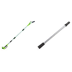 Greenworks 8' 40V Cordless Pole Saw, Battery Not Included 20302 with EP40A010 Extension Pole for Polesaw/Hedge Trimmer, Black and Green