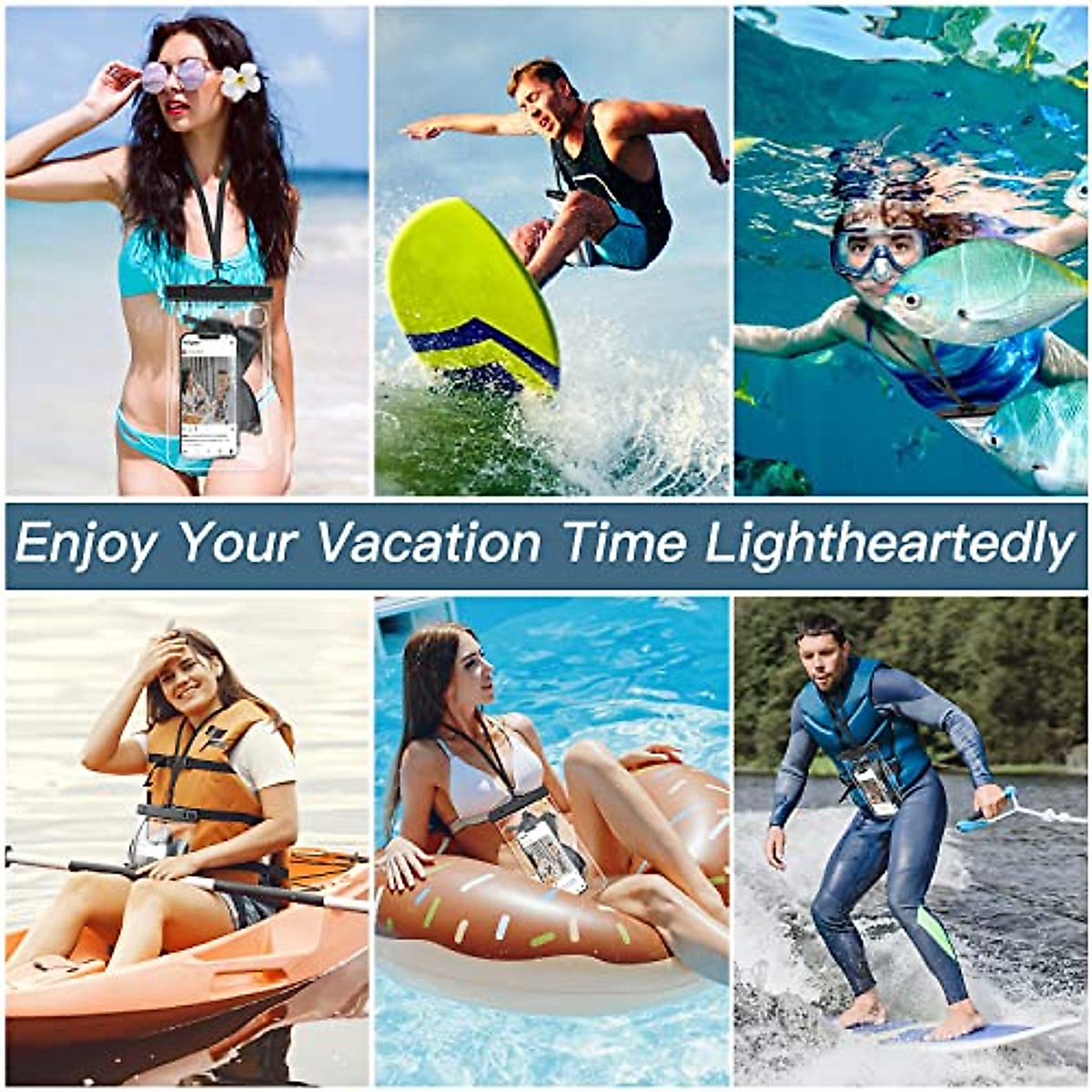 MATEPROX Large Waterproof Phone Pouch for Swimming, IPX8 Universal Waterproof Phone Case Up to 10.5" for Beach, 2 Pack Phone Waterproof Bag for iPhone 13 12 11 X Pro Max Galaxy S22 Ultra(Black)