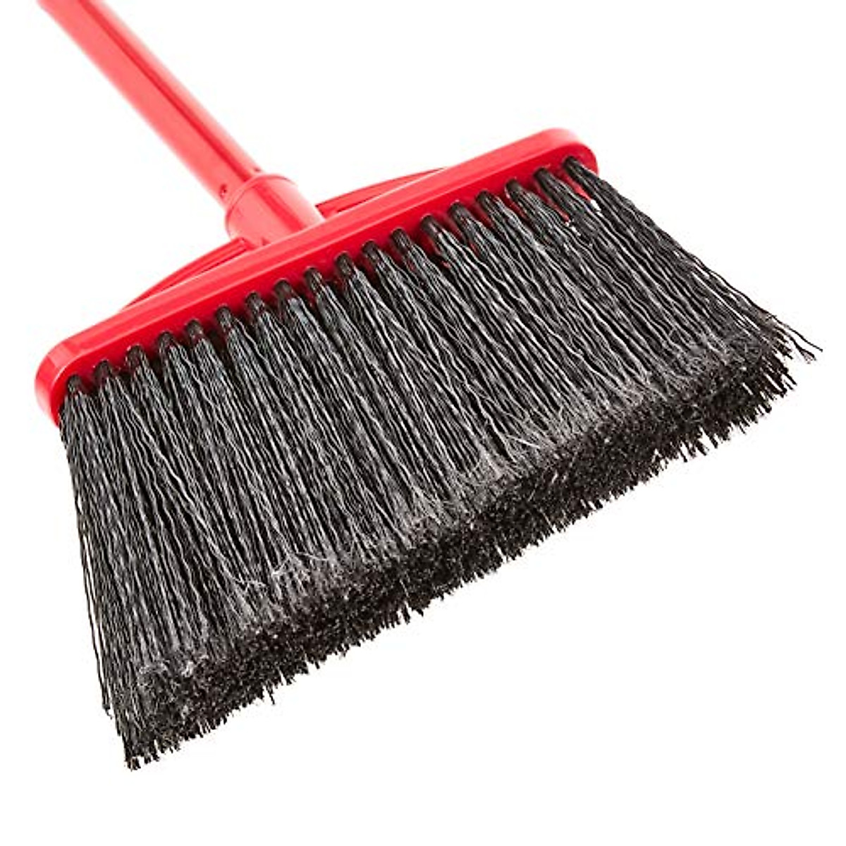 AmazonCommercial Angle Broom With Metal Handle, 6-Pack, Black & Red