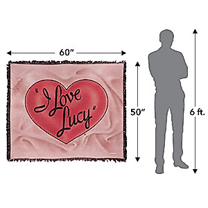 LOGOVISION I Love Lucy Blanket, 50"x60" 3D Logo Woven Tapestry Cotton Blend Fringed Throw
