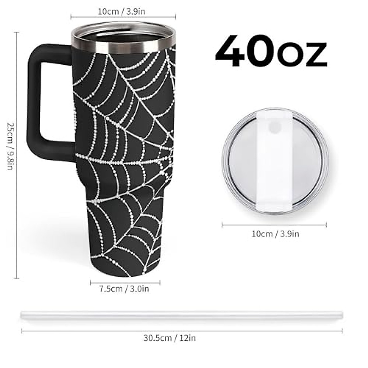 Goth Spider Web 40OZ Tumbler Stainless Steel Travel Mug Water Bottle Car Cup Tea Cups with Lid Black-style