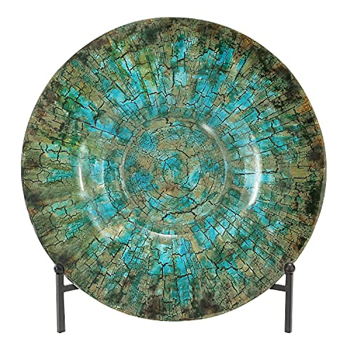 Deco 79 Glass Geometric Mosaic Inspired Charger with Stand, 18" x 18" x 2", Green