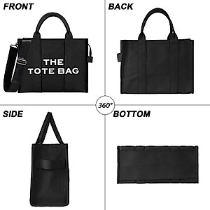 gruciso Large Tote Bag for Women, Crossbody Canvas Tote Bag, Women Shoulder Tote Bag with Zipper for Office, Travel, School