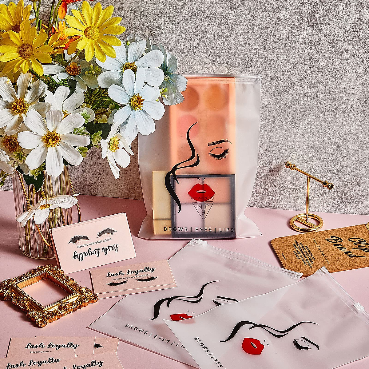 Shappy 50 Pieces Eyebrow Microblading Aftercare Bags Empty Eyelash Bag Lash Aftercare Bags Lipstick Travel Pouch Mini Cosmetic Bags for Eyelash Lipstick Makeup Tools (6 x 8 Inch)