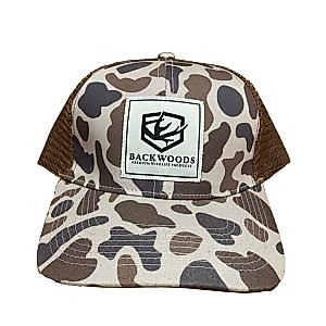 Backwoods Old School Slough/Chocolate LHC Slate Camo Meshback Trucker Hat w/Woven Patch