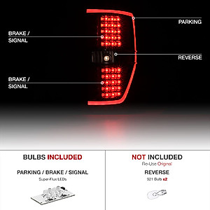 [For 2009-2014 Ford F150 Pickup Truck] Black Housing OLED Tube LED Tail Light Lamp Assembly, Driver & Passenger Side