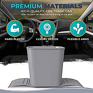 Garbage Can Trash Bin Waste Container Wastebasket for Auto Car Vehicle Boat Truck Quality Plastic Large 1 Gallon 4 Liter, Leakproof Quality for Life Gray