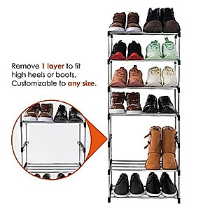Xerhnan 4-Tier Stackable Small Shoe Rack, Lightweight Shoe Shelf Storage Organizer for Entryway, Hallway and Closet(Black)