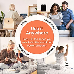 Pro Breeze Space Heater – 1500W Portable Electric Heater for Indoor Use, Ceramic Heater with Adjustable Thermostat, Small Heater for Home, Bedroom, Office, Garage with 3 Operating Modes - Black