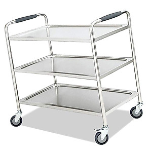 YGCBL Multifunction Serving Portable Hand Trucks,Cart Service Store Garage Sponge Handle Sets High Temperature Resistance Steel Nail Reinforcement, 3 Sizes,Kitchen,Silver,85X45X92Cm