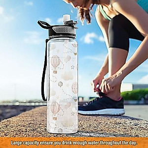 Burbuja Hot Air Balloon Clouds 32 oz Water Bottle with Straw Lid, Leakproof & BPA Free Tritan Bottle for Gym Fitness Outdoor Sports