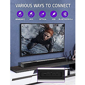 Sound Bar, Sound Bar with Dual Built-in Subwoofer, 38 Inch 2.1 Sound Bar for TV, 90W Wired & Wireless Bluetooth 5.0, HDMI/Optical/Aux/USB, Wall Mountable, Surround Sound System for Home Theater 2023