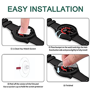 [6+6 Pack] Rontion for Galaxy Watch 5&4 40mm Screen Protector and Case, Anti-Fog Scratch Resistant Tempered Glass Film and Hard PC Protective Bumper Cover for Samsung Watch Accessories