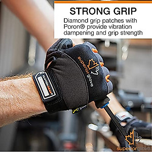 Superior Glove Leather Half Finger Framers Gloves - 1 Pair of Large Black and Orange Work Gloves – MXFE