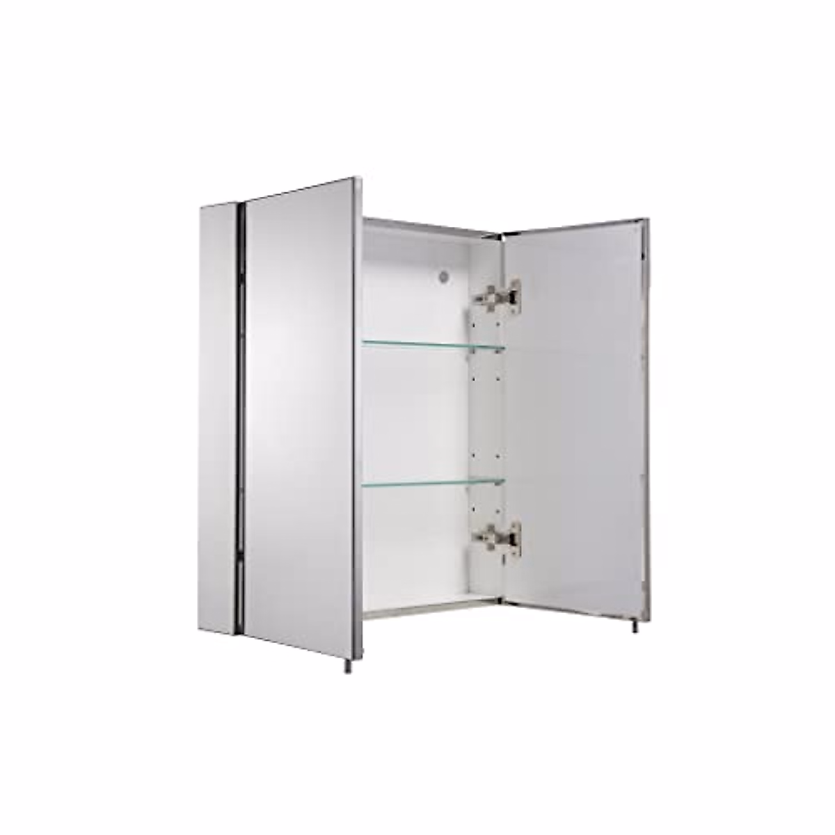 Croydex Finchley Double Door, Surface Mount Flexi-Fix Easy Hanging System Medicine Cabinet, 24 in (W) x 26 in (H) Stainless Steel