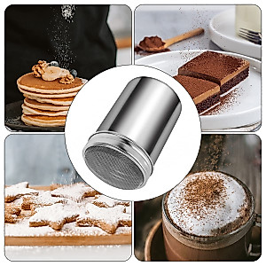 Stainless Steel Sugar Shaker Duster, Chocolate Shaker, Stainless Steel Powder Sugar Shaker Duster with Lid,Fine Mesh Cocoa Flour,Coffee Sifter with Lid,Cocoa,Chocolate,Coffee Sifter Sprinkler Dredgers