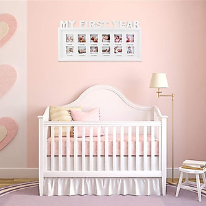 ESTAMICO My First Year Frame Baby Picture Keepsake Frame for Photo Memories, White