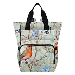 xigua Romantic Pretty Birds Diaper Bag Backpack Multi Function Baby Changing Bags Waterproof Large Capacity Travel Back Pack for Mom Dad