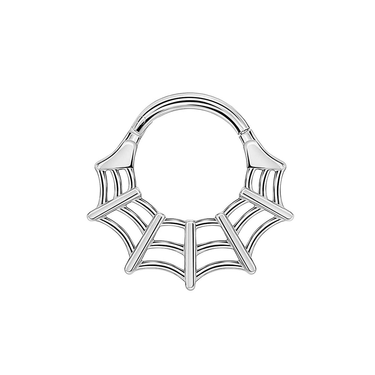 FANSING Halloween Septum Jewelry Cobweb Silver Septum Rings for Women 16g Septum Ring 8mm Surgical Steel Daith Piercing Body Jewelry 16 Gauge