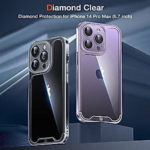 LK for iPhone 14 Pro Max Phone Case Clear with Screen Protector & Camera Lens Protector 10FT Military Grade Drop Tested, Slim Protective Phone Case for iPhone 14 Pro Max, Crystal Clear