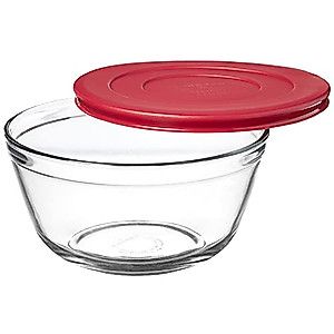 Anchor Hocking 91858 Glass Mixing Bowls with Lids, Cherry, 4 Quart (Set of 2) -