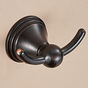 WOLIBEER Bronze Towel Hooks,Bathroom Coat Hook Oil Rubbed Bronze,Farmhouse Robe Wall Hook Double Hanger Wall Mounted 2 Pack Bath Accessories