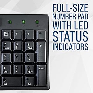 Manhattan Wired Computer Keyboard – Basic Black Keyboard - with 4.5ft USB-A Cable, 104-keys, Foldable Stands - Compatible for Windows, PC, Laptop - 3 Yr Mfg Warranty – 179324