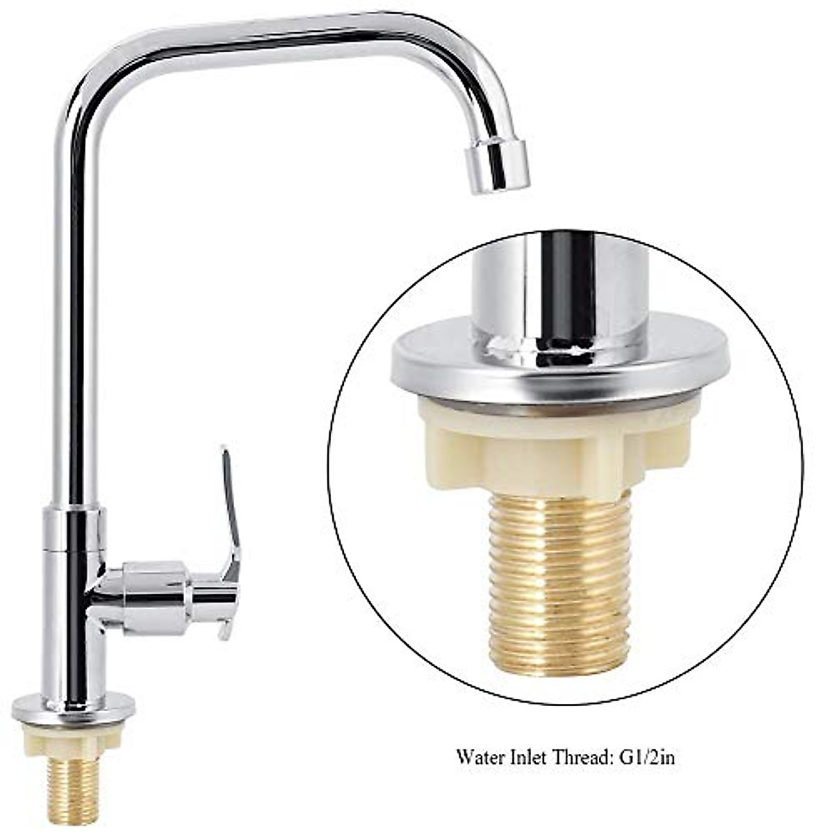 Water Faucet,360 Degree Swivel Spout Kitchen Sink Faucet Cold Water Mixer, Modern Lead-Free Commercial Bar Sink Faucet fit for 1 hole Single Handle Faucet Anti-Rust