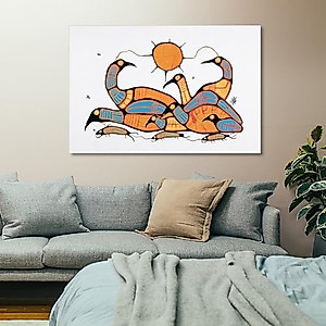 Loon Family by Norval Morrisseau Prints Poster Wall Art Poster Scroll Canvas Painting Picture Living Room Decor Home Framed/Unframed 20x30inch(50x75cm)