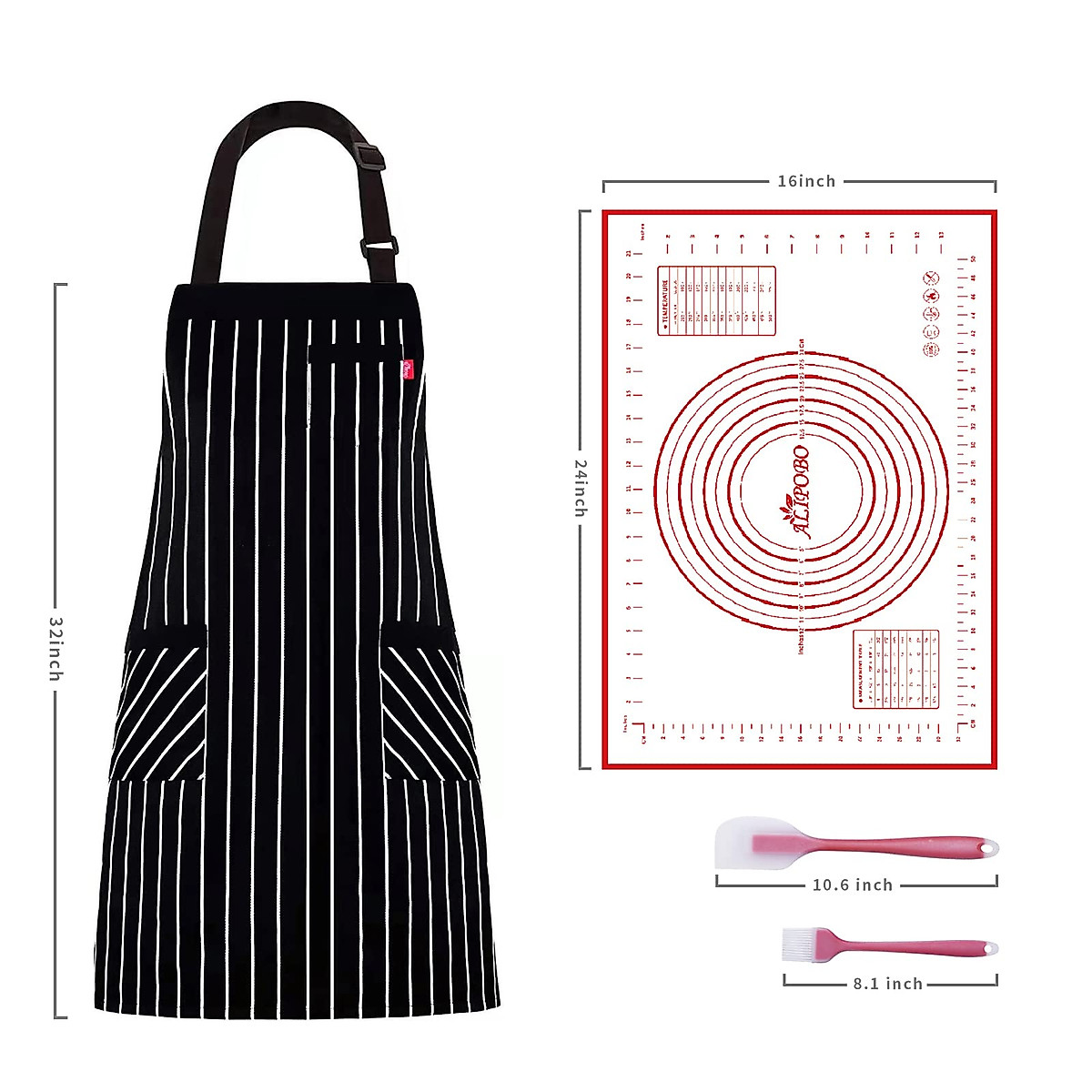 ALIPOBO Extra Thick Non Stick Cookie Dough Rolling Mat, Silicone Pastry Mat with Measurements, Pie Crust Mat, Table & Counter Top Mat (16''(W) 20''(L))