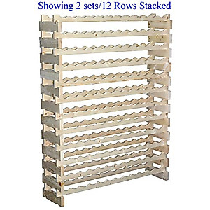 Stackable Modular Wine Rack Wine Storage Rack Holder Display Shelves for Wine Cellar or Basement , Freestanding Wine Rack Thick Wood Wobble-Free (Unfinished, 12 X 6 Rows (72 Slots))
