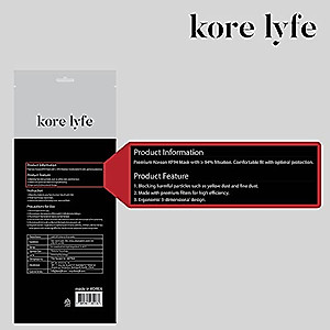 [10 PCS] 25% LARGER KF94 Face Mask - X-LARGE WHITE - [Made in Korea] - In 5 PCS Reclosable Package - Breathable Premium Quality - [Package in English]