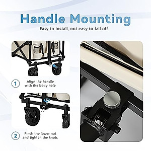 Folding Wagon Portable Collapsible Wagon by Teprovo,243lbs Capacity Utility Wagon Garden Cart with Rolling Wheels and Adjusted Handle