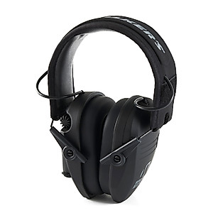Walker's Razor Slim Shooter Electronic Hunting Folding Hearing Protection Earmuffs with 23dB NRR and Sound Amplification, Black Punisher, 2 Pack