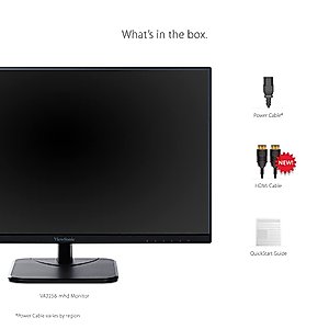 ViewSonic VA2256-MHD 22 Inch IPS 1080p Monitor with FreeSync, HDMI, DisplayPort and VGA Inputs for Home and Office