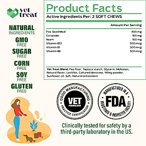 Flea and Tick Prevention for Dogs Chewables -Made in USA- Natural Dog Flea and Tick Treatment - Oral Flea Pills - Vet Recommended Flea and Tick Chews - All Breeds & Sizes - 120 Soft Treats (Chicken)