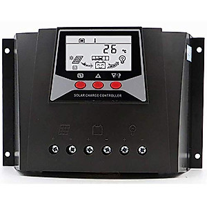 50 Amp Solar Charge Controller 48V 36 Volt 24V 12V Auto Switch, 50A PWM Panel Voltage Regulator for Lithium ion Lead Acid Lifepo4 Battery