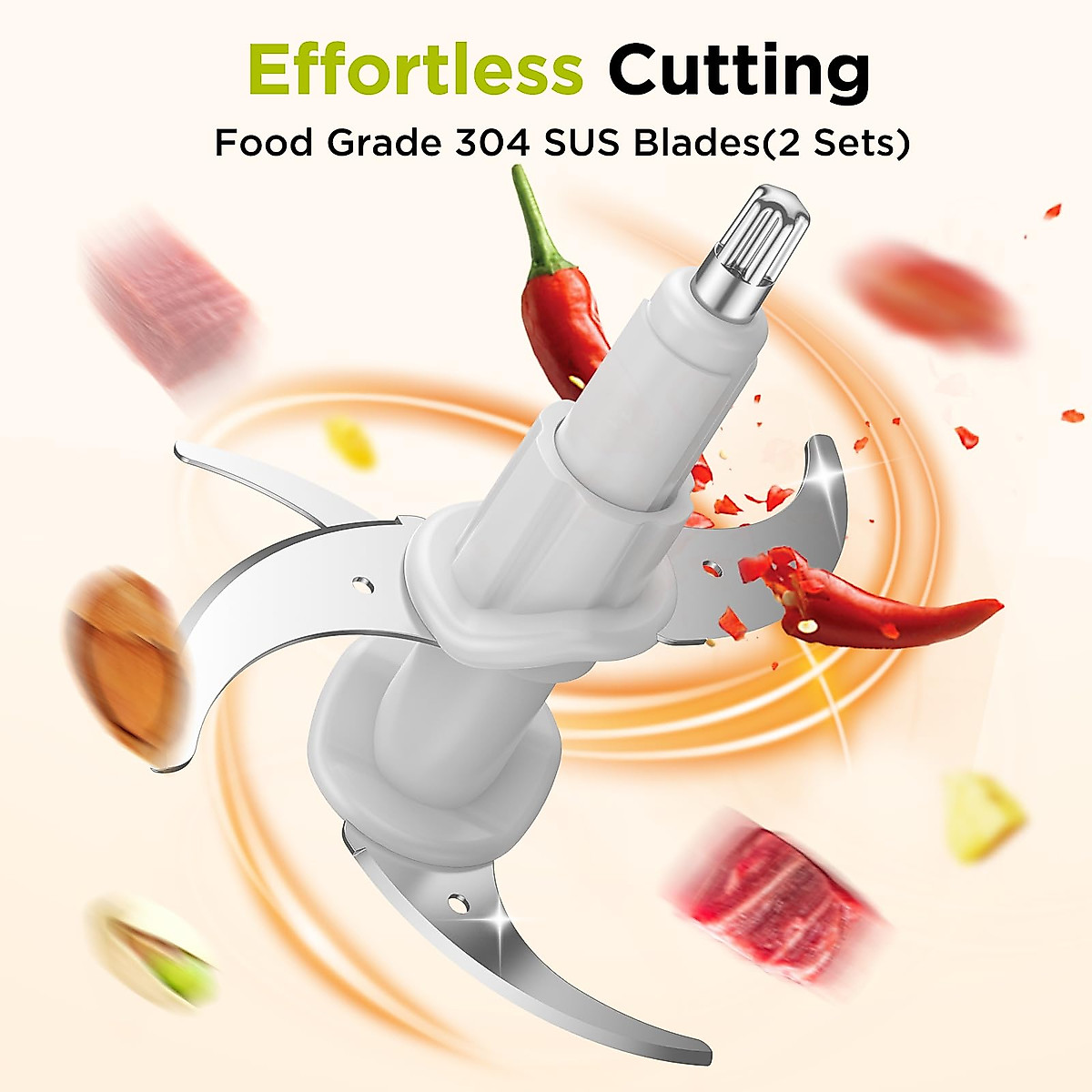 KOIOS Food Processor, 500W Electric Food Chopper with 2 Bowls (8 Cup+8 Cup) & 2 Bi-Level Blades&, Small Electric Grinder Meat Processor for Nuts, Meat, Onion, Garlic, Baby Food, Black