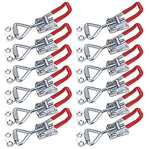 Hedume 12 Pack Pull Latch, Metal Adjustable Door Cabinet Box Case Toggle Latch Hasps Toggle Clamp, 4001, 220Lbs Holding Capacity