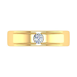 14K Yellow Gold Channel Set Diamond Solitaire Wedding Band Ring (0.18 Carat) (Ring Size 7)