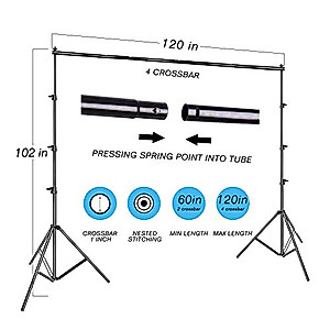EMART 8.5x10ft Photography Backdrop Kit with 400W 5500K Daylight Umbrella Continuous Lighting Set, Black & White Backgrounds for Photo Studio Product, Photoshoot, Portrait Shoot