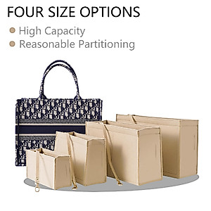 LOUKAYCCI Purse Insert Organizer for Mini dior book tote Bag Insert，Premium Purse Felt Insert Multiple Pockets (Small, Khaki)