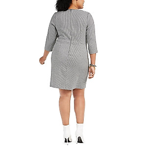 Betsey Johnson Women's Plus Size Ruched Menswear Dress with Ruffle, Check It Out, 22W
