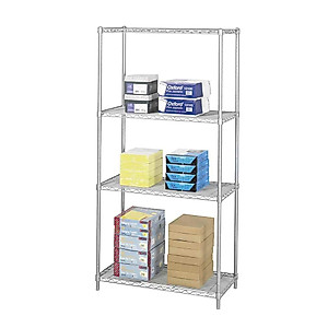 Safco Products 5285GR Industrial Wire Shelving Starter Unit 36"W x 18"D x 72"H (Add-On Unit and Extra Shelf Pack sold separately), Metallic Gray