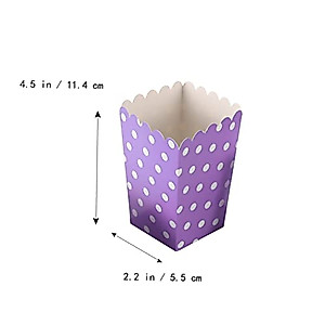 Gadpiparty 24pcs Popcorn Boxes Party Decoration Supplies Dot Design Snack Box Paper Snack Boxes Collapsible Container Disposable Containers Popcorn Cartons Square Popcorn Bucket Purple